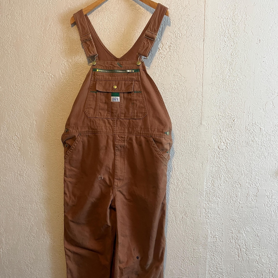 Worn Vintage Liberty Bib Overalls . Caramel Brown Cotton Canvas ...