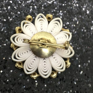 Unique Swirly Plastic, Metal & Pink Stone Flower Brooch - Etsy