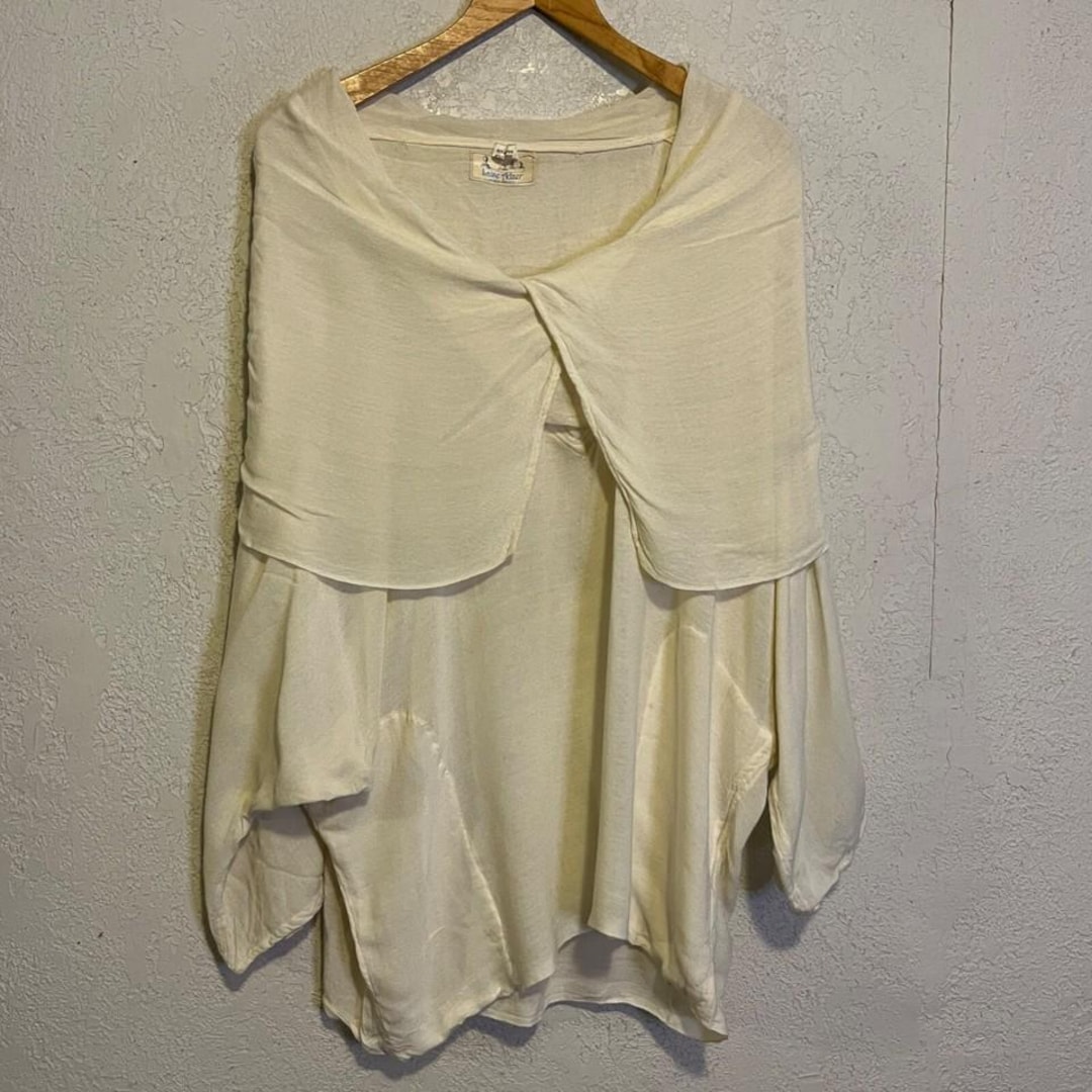 Vintage Laise Adzer Dolman Tunic Blouse Drapey White Gauze Pockets ...