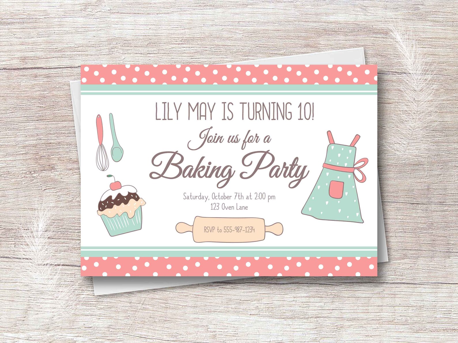 Baking Birthday Invitation - PRINTABLE Digital File or PRINTED - Etsy
