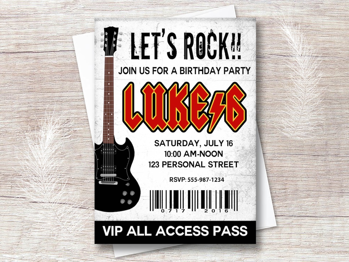 Rock and Roll Invitation PRINTABLE Digital File - Etsy
