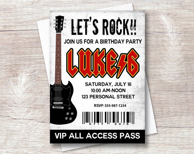 Rock and Roll Invitation PRINTABLE Digital File - Etsy