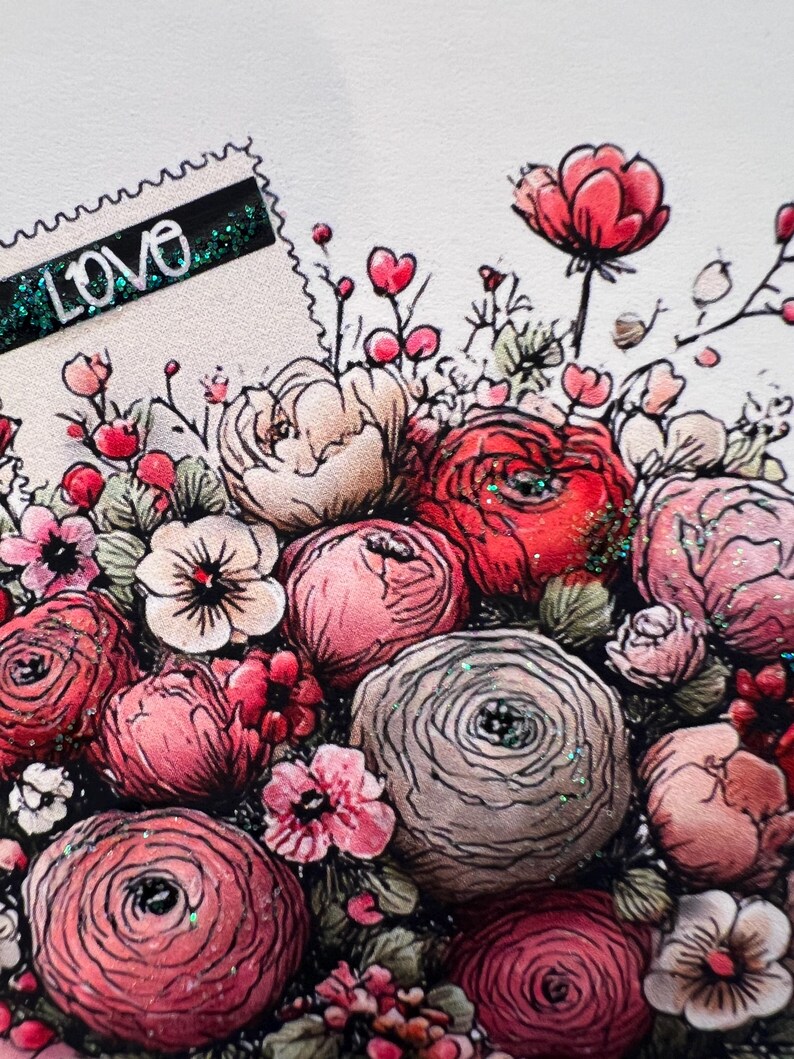 Floral Flower Bouquet Valentine's Day Card – Handmade Glitter ...