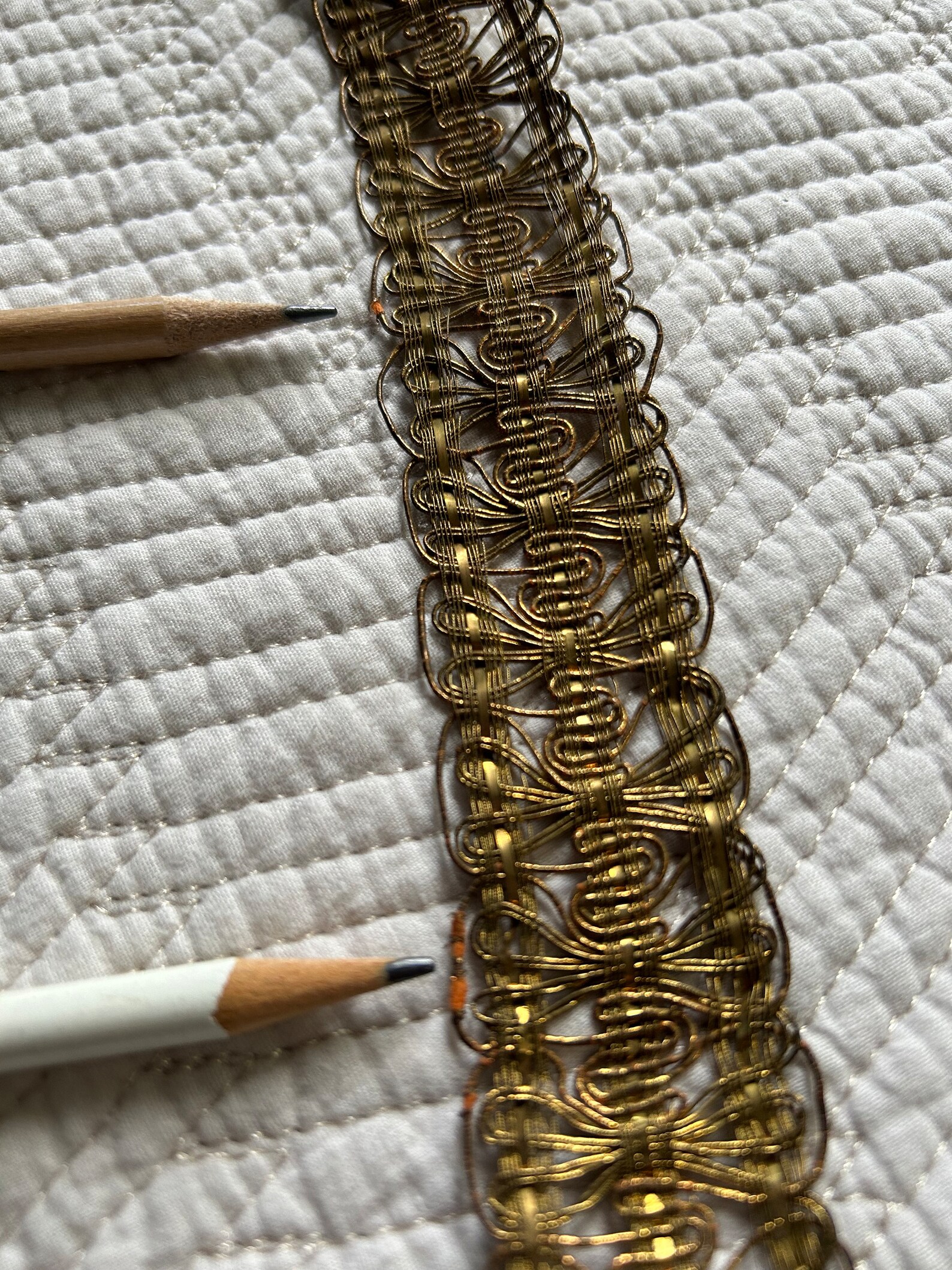 Rare ANTIQUE METALLIC LACE Trim Victorian Metallic Gold Ribbon ...