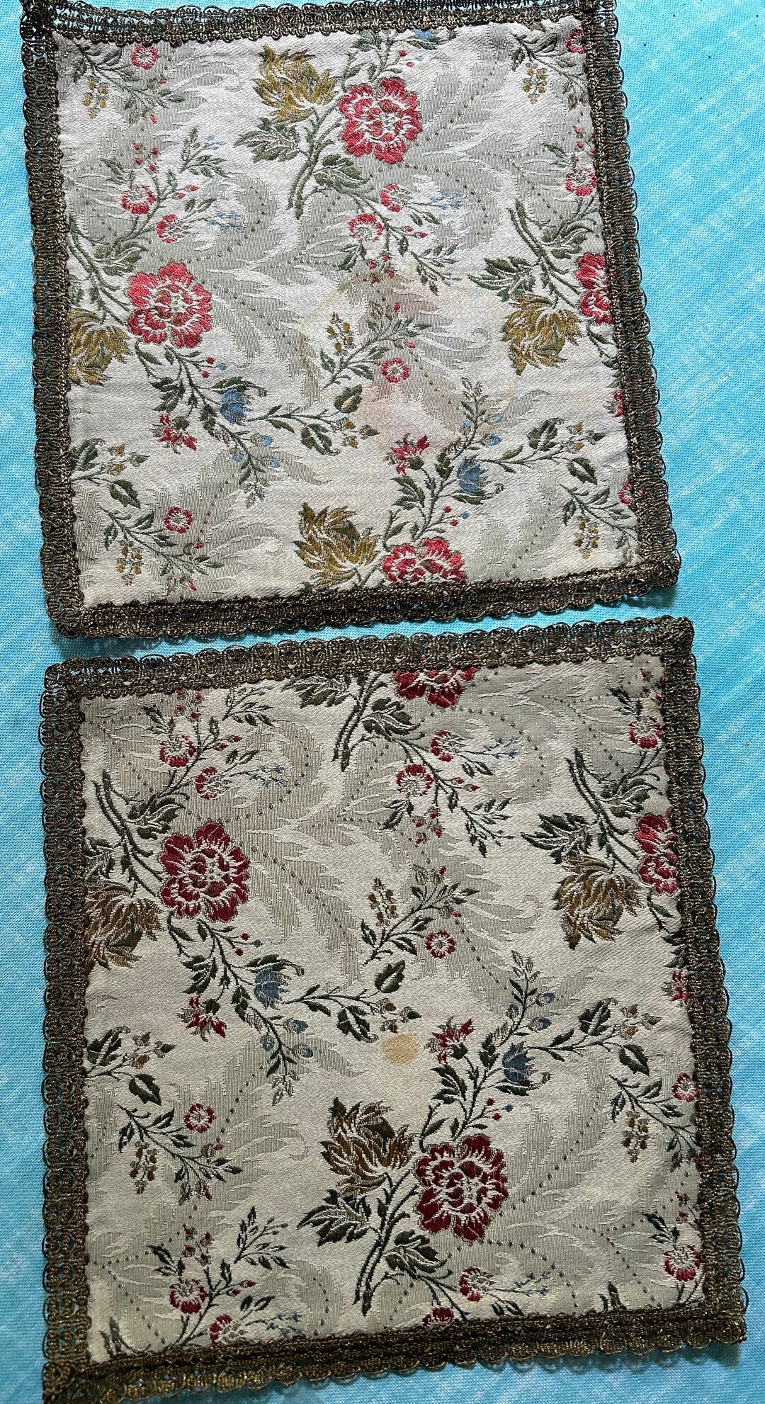 ANTIQUE SQUARE Pair of Brocade DOILIES Mats 1920s Antique Textiles - Etsy
