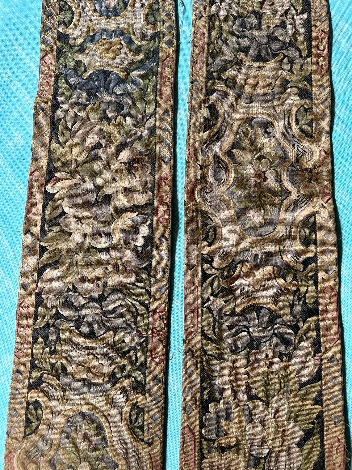 Two ANTIQUE TAPESTRY BANDS Vintage Curtain Drapery Borders - Etsy