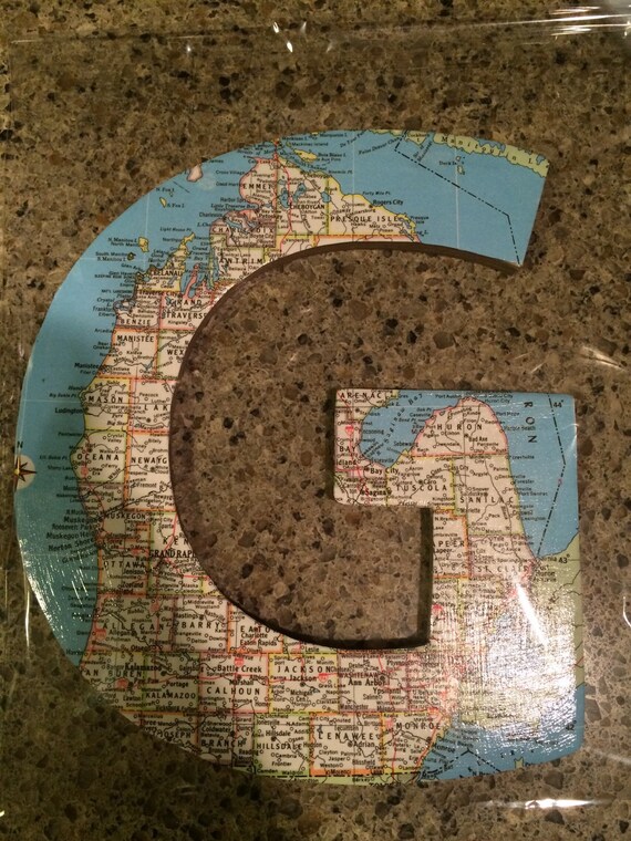 Homemade map letters set of 7 | Etsy