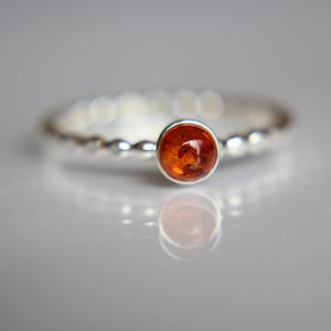 Beaded Amber Stacking Ring, Amber Ring, Natural Amber Ring, Baltic ...
