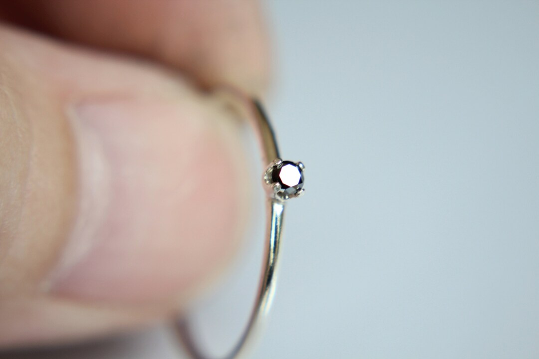 Diamond Ring, Genuine Diamond Ring, Black Diamond, Slim Ring ...