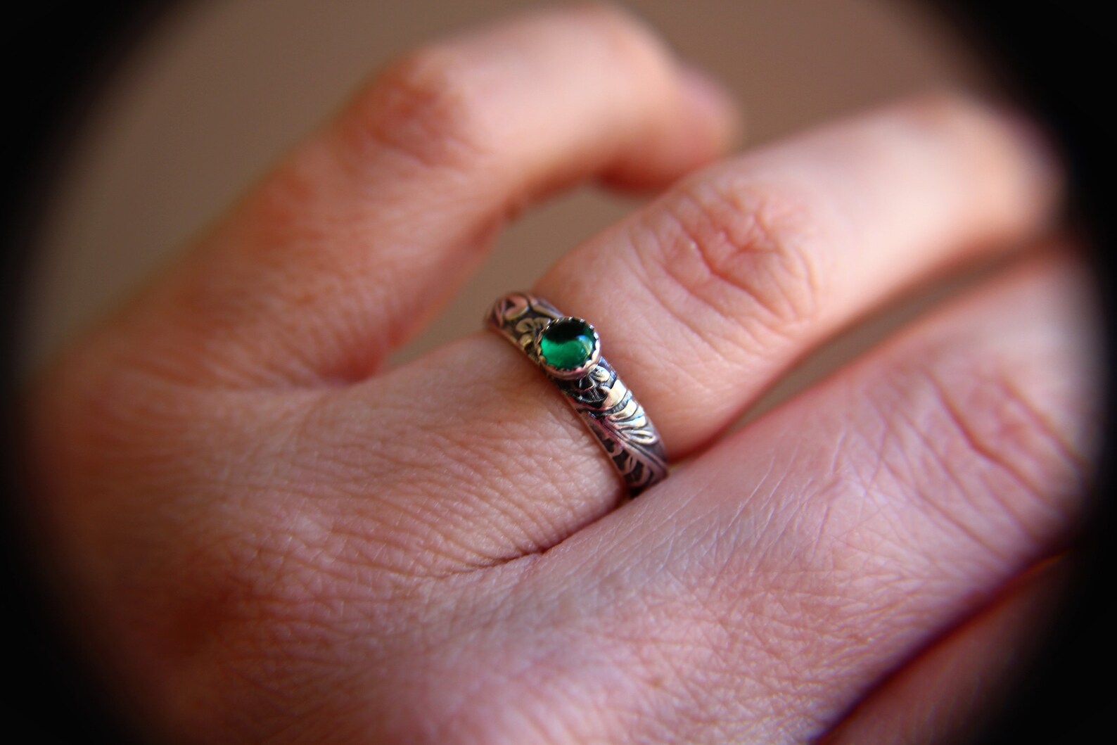 Emerald Ring Floral Emerald Ring May Birthstone Ring Boho - Etsy