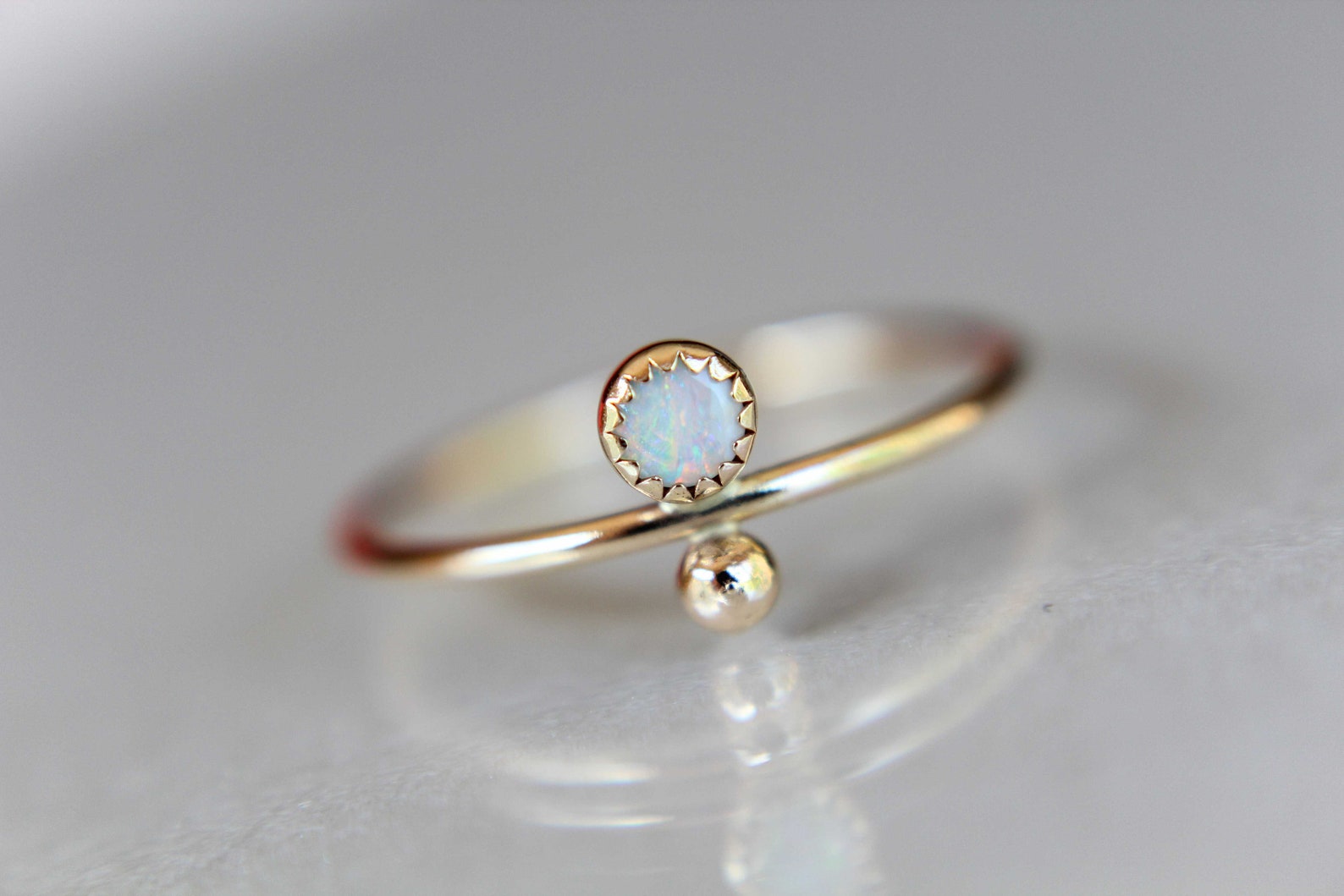 Opal Stacking Ring Slim Ring Stacking Gemstone Ring Opal - Etsy