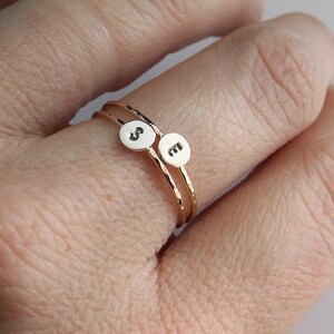 Skinny Gold Initial Stacking Ring, Personalized Rings, Minimalist Rings,initial Rings, Slim ...