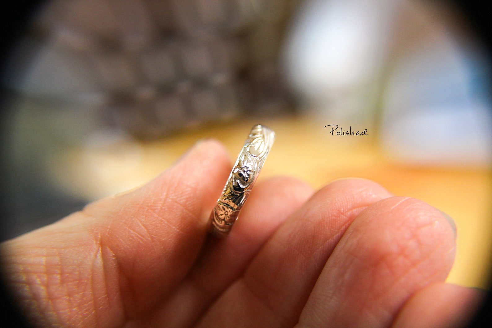 Silver Floral Band Minimal Band Ring Simple Ring Floral - Etsy