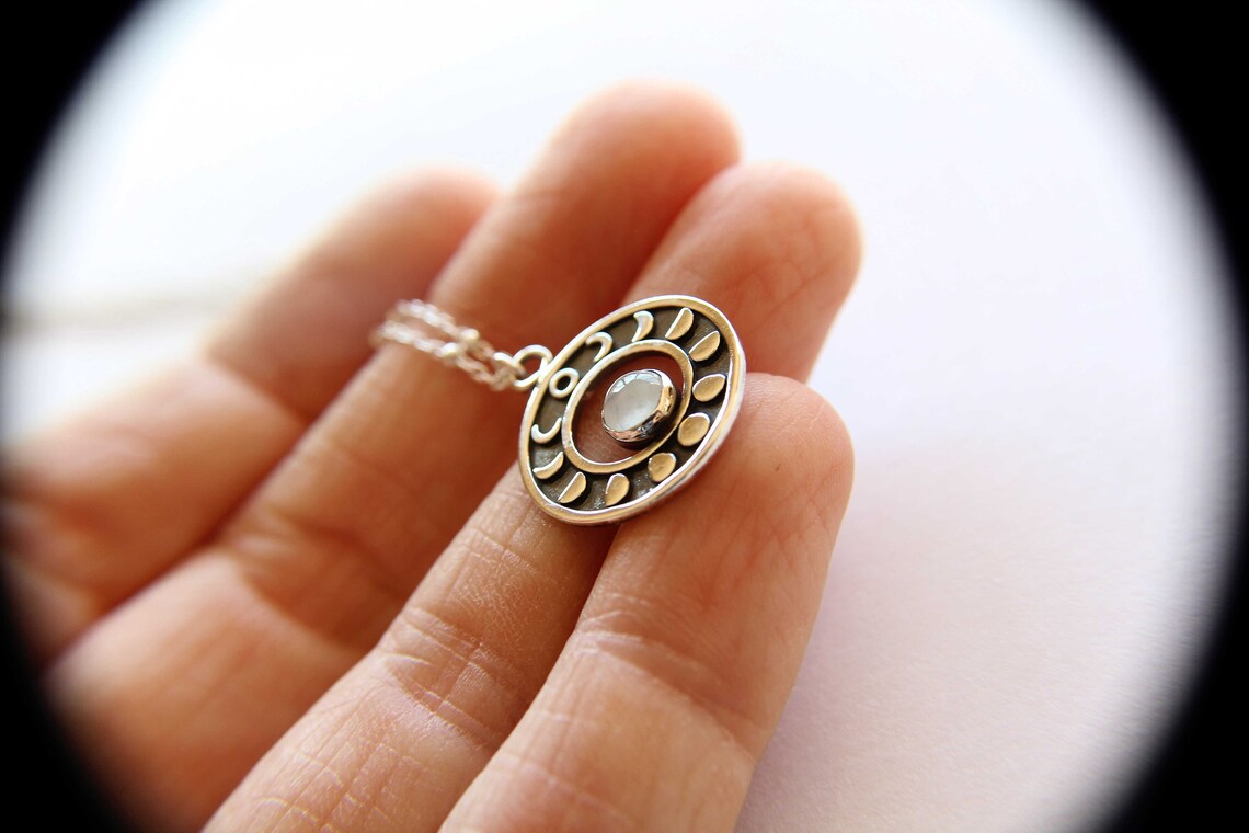 Moon Phases Necklace Sterling Silver Moon Necklace Lunar - Etsy