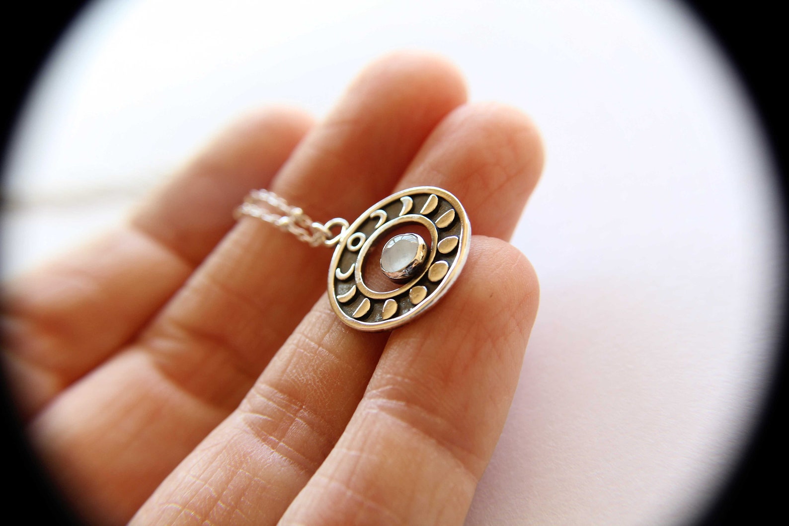 Moon Phases Necklace Sterling Silver Moon Necklace Lunar - Etsy