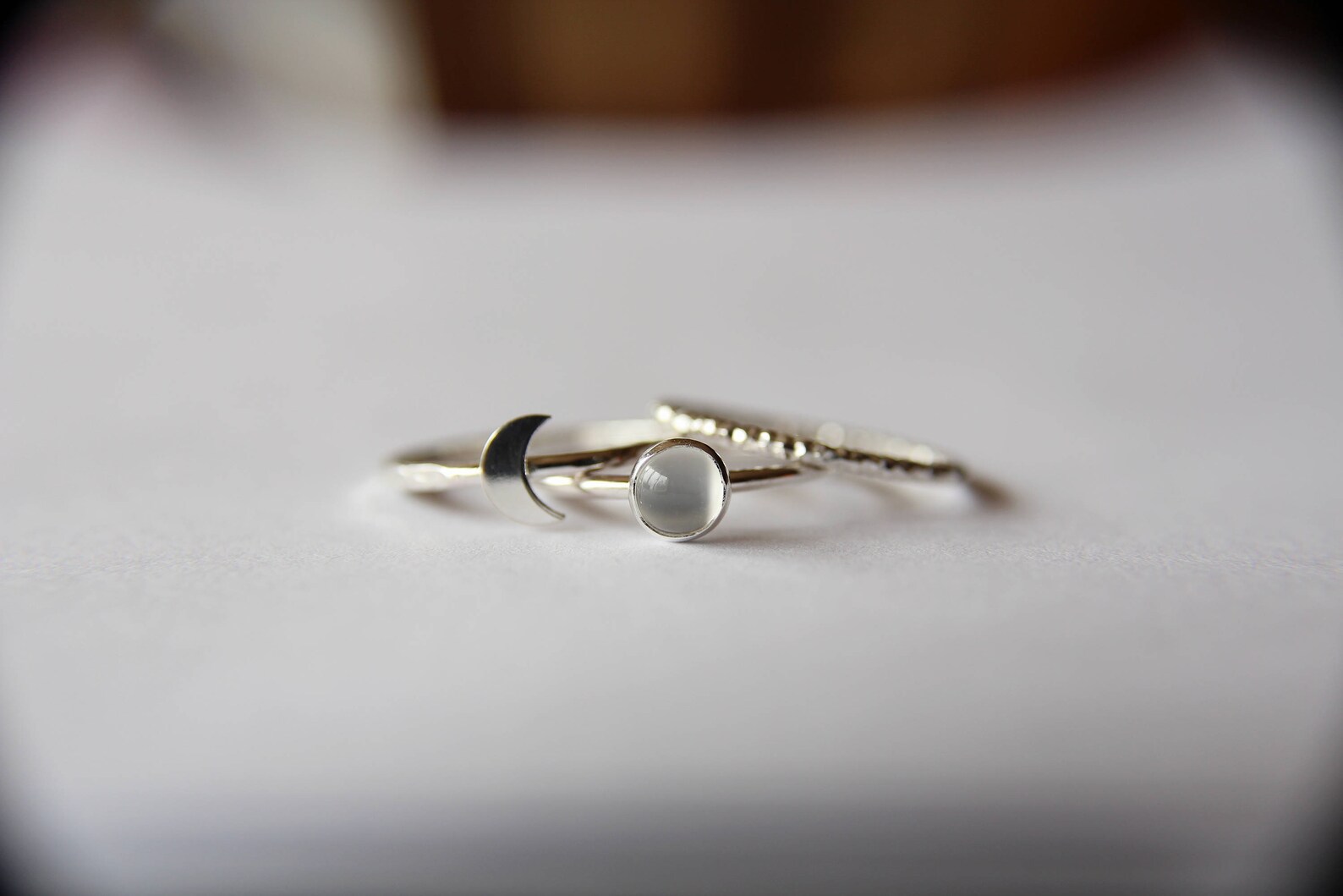 Moon Ring Setmodern Stacking Setcontemporary Moonstone - Etsy