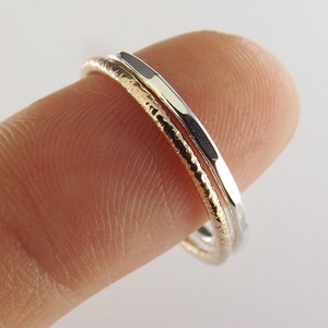 Simple Stacking Set,mixed Metals Ring Set,textured Rings,faceted Ring ...
