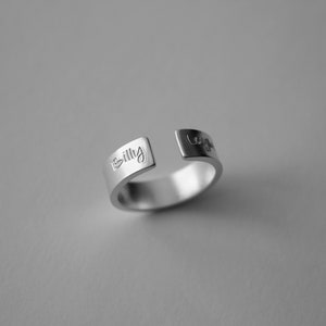 Engraved Double Name Ring, Two Name Rings, Personalized Name Ring ...