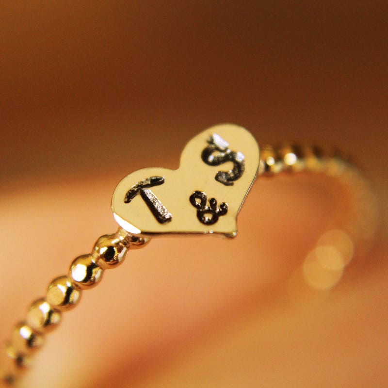 Initial Heart Ring - Etsy
