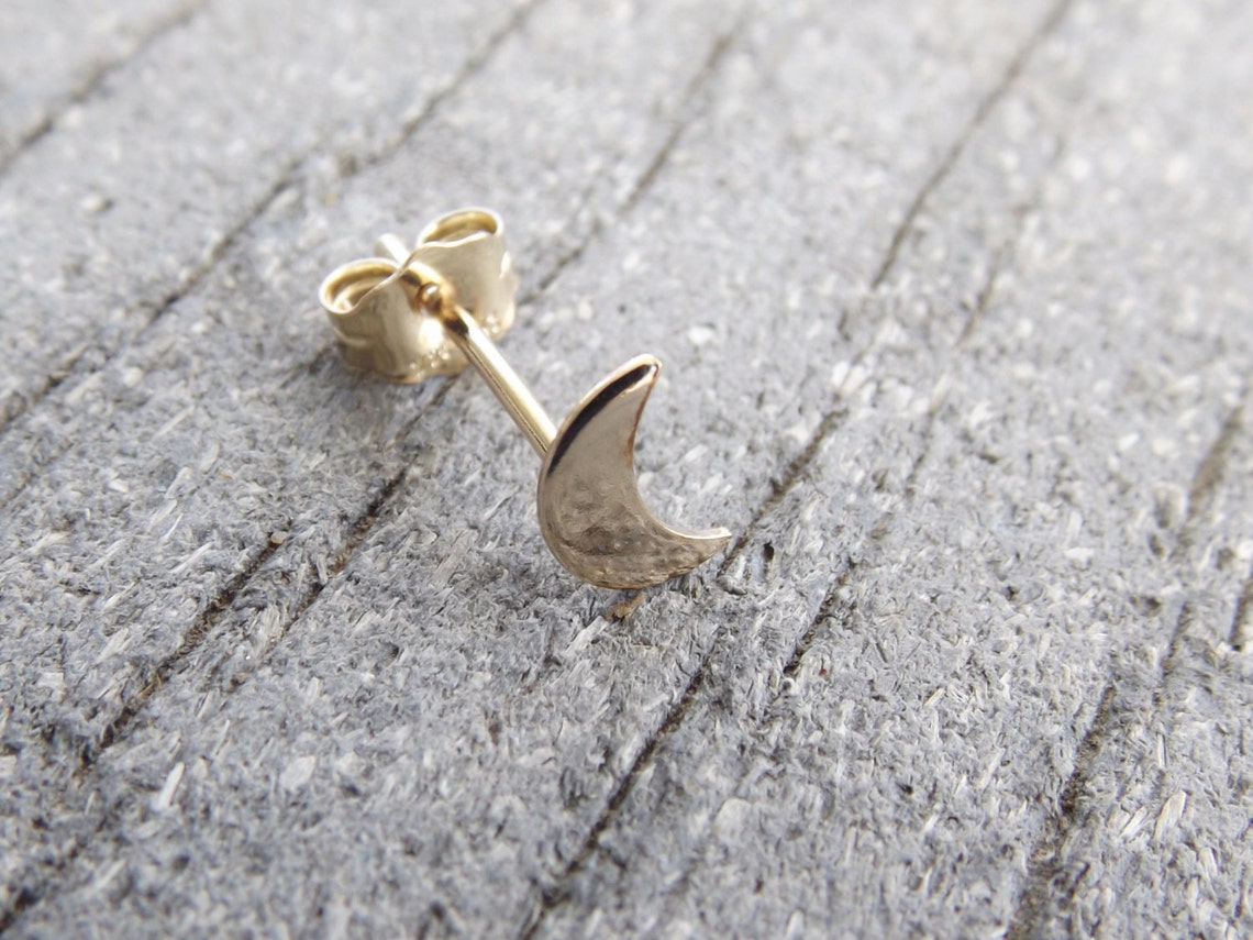 Gold Moon Earrings, Gold Crescent Earrings, Tiny Moon Studs, Gold ...