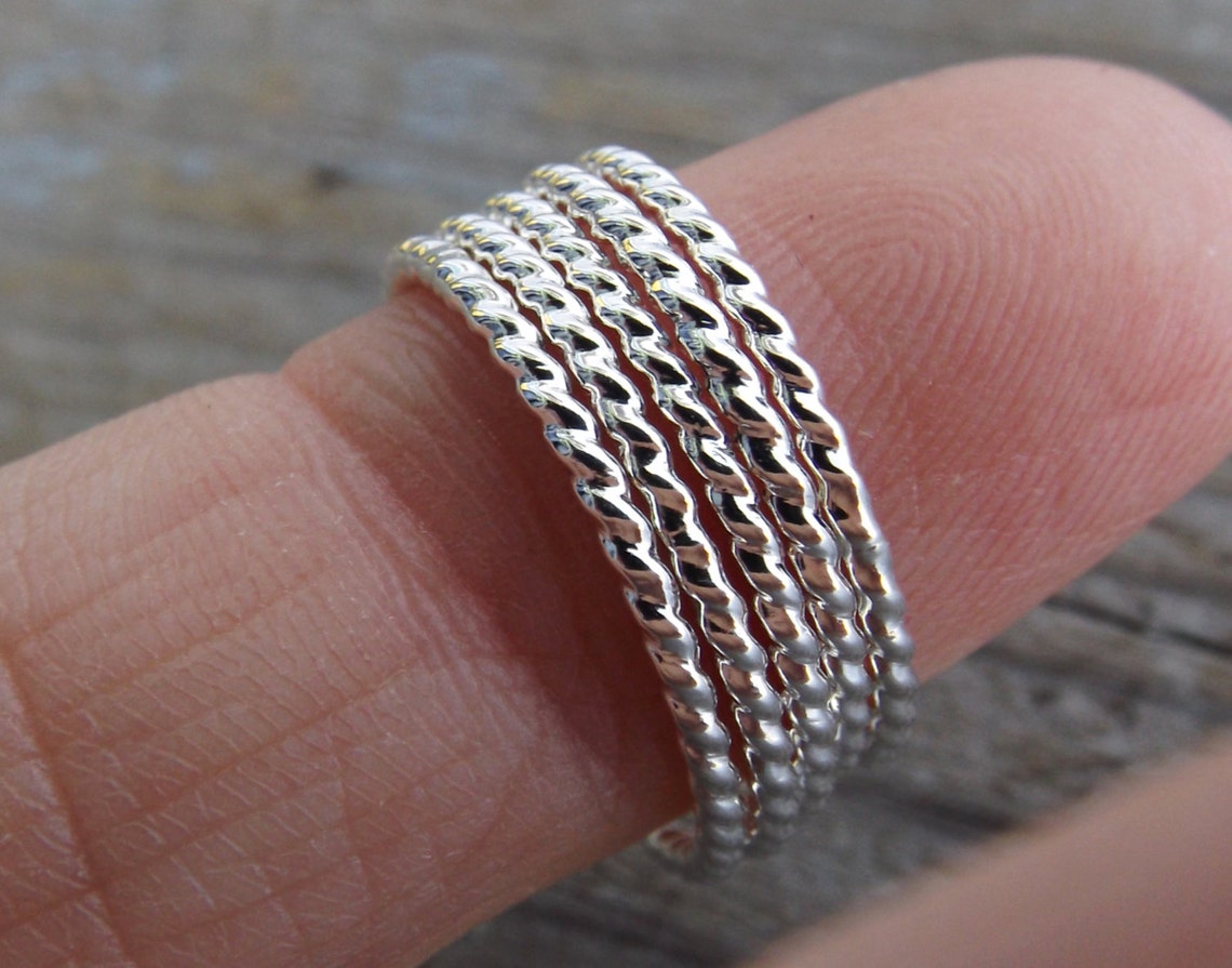 Silver Rope Ring Stackable Ring Twisted Ring Rope Band - Etsy