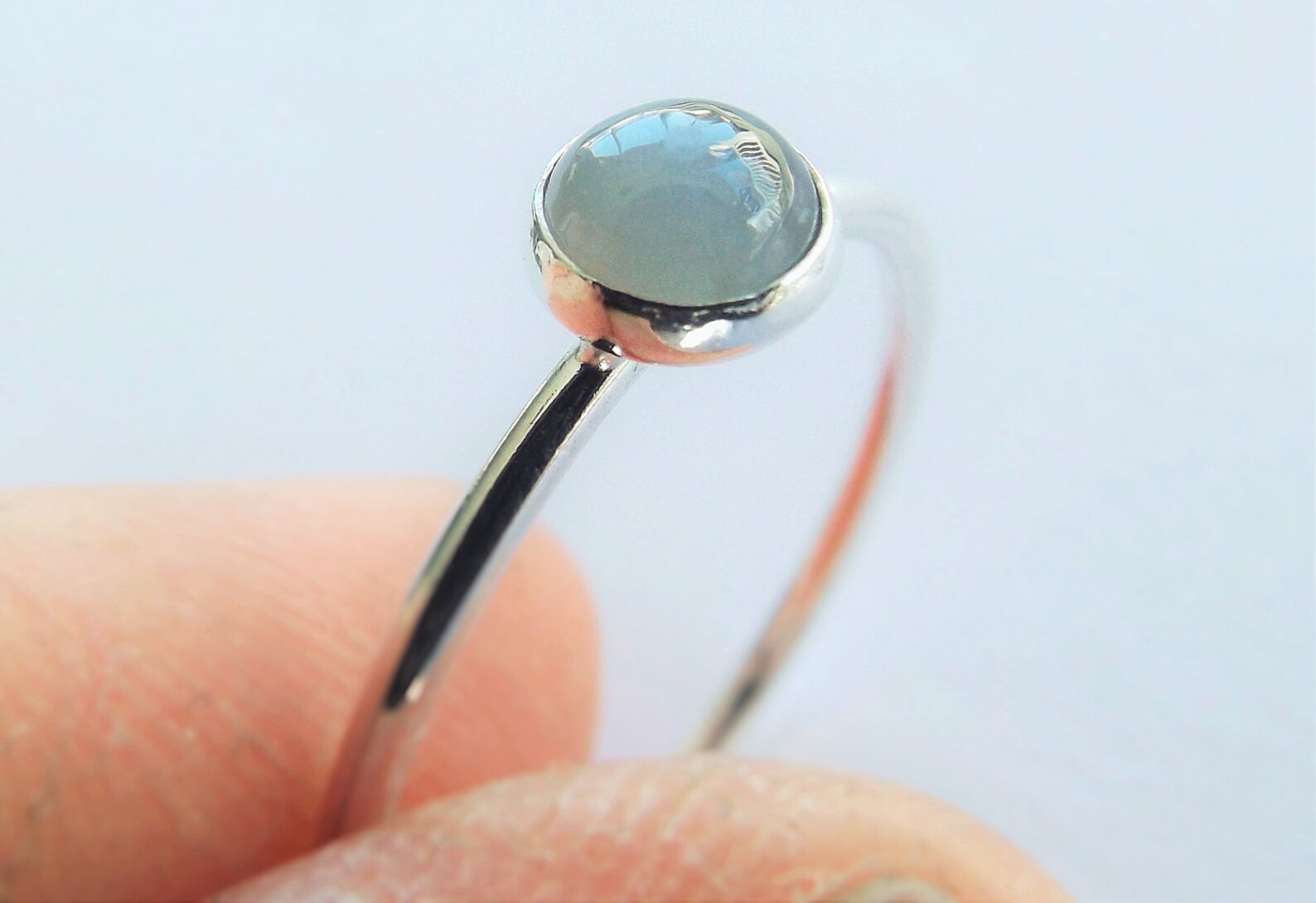 5mm Grey Moonstone Ring Gray Moonstone Ring Simple - Etsy
