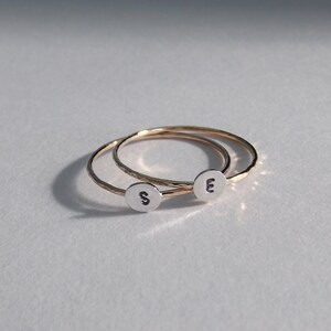 Skinny Gold Initial Stacking Ring, Personalized Rings, Minimalist Rings,initial Rings, Slim ...