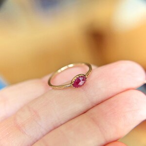 Ruby Ring, Oval Ruby, Stacking Ring, 14k Gold Ruby Ring, Natural Ruby, Genuine Ruby Ring, Simple ...