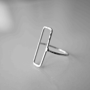 Rectangle Ring, Open Rectangle Ring, Long Modern Ring, Simple Open Ring ...