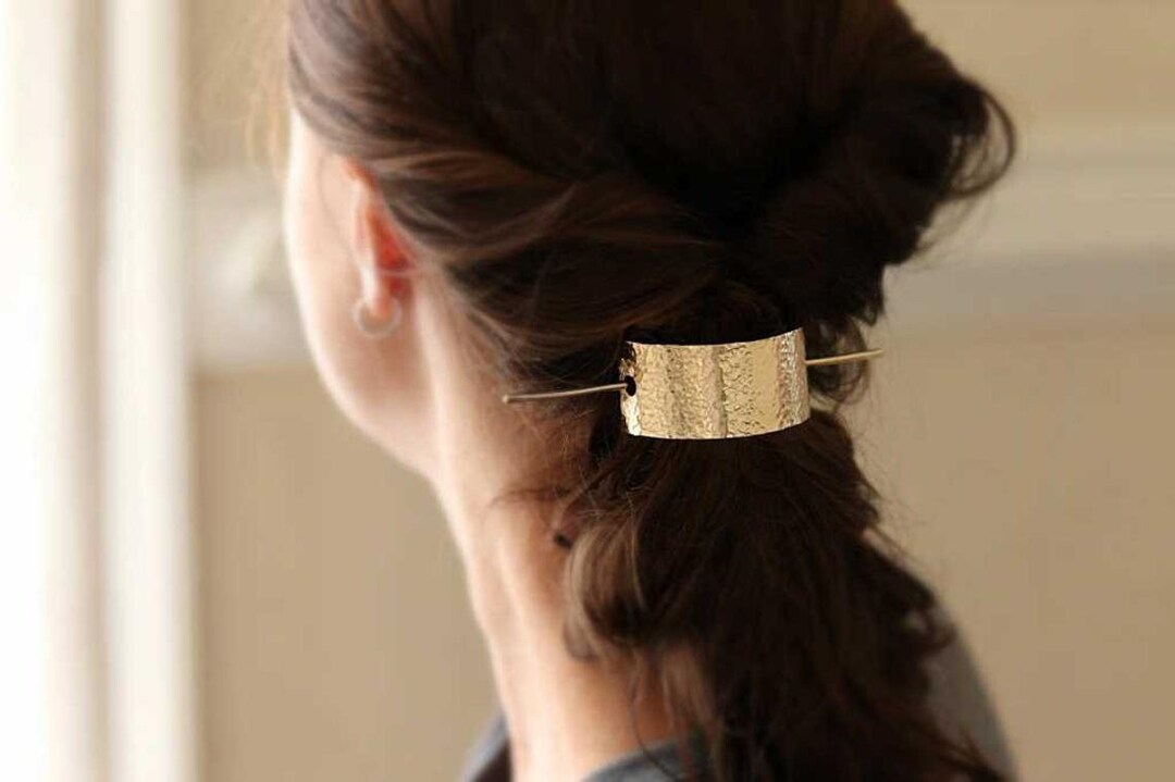 Gold Hair Slider Set, Bun Holder, Textured Hair Slide, Hair Pin, Simple ...