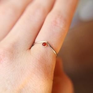 Chevron Ring, Stackable Ring, Birthstone Ring, Dainty Gemstone Ring, Minimalist Stackable ...