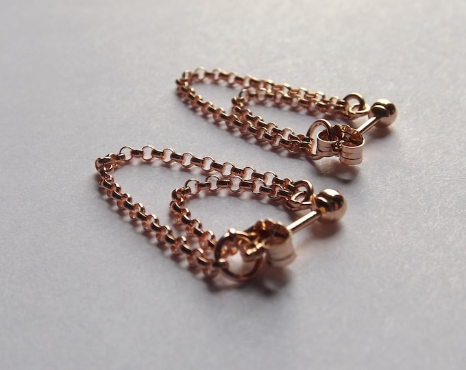 NEW AVAIL Tiny Chain Earrings, Simple Chain Earrings, Rose Gold ...