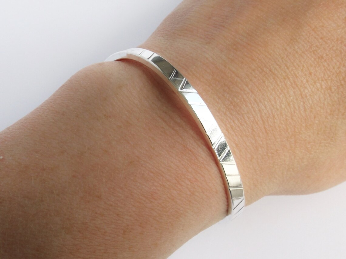Textured Minimal Cuff Braceletunique Silver Cuff - Etsy