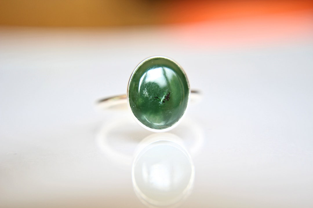 Large Jade Ring, Gemstone Ring, Green Jade Ring, Green, Modern, Simple ...