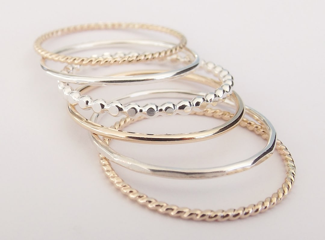 Silver and Gold Stacking Set,6 Ring Set,stacking Rings,set,multi ...