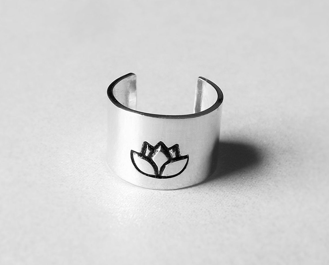 Simple Lotus Slim Upper Ear Cuff Hammered Ear Cuff Everyday | Etsy