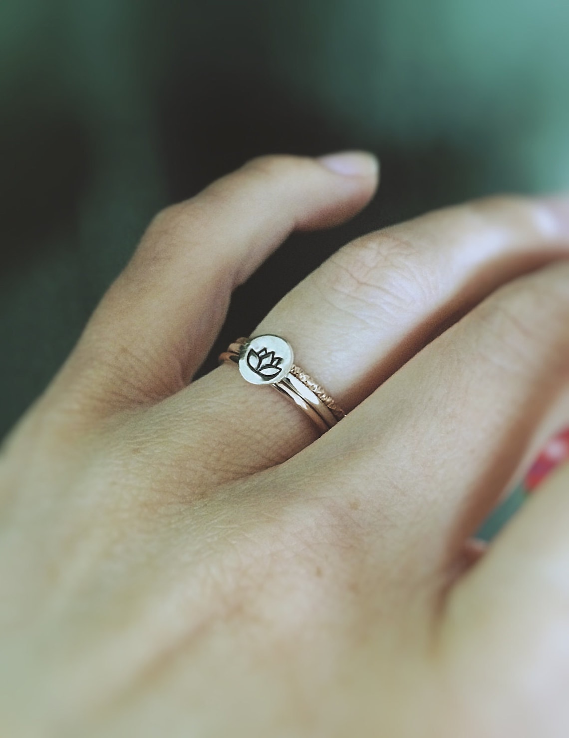 Lotus Ring Set Lotus Rings Sterling Silver Stack Rings Rose - Etsy