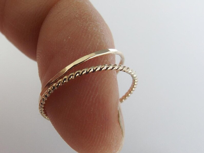 Simple Gold Stacking Setmixed Metals Ring Settextured - Etsy