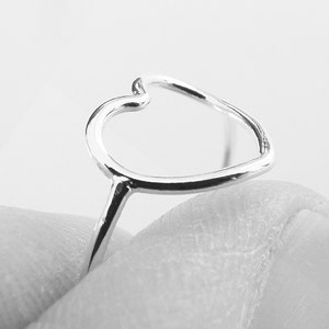 Simple Slim Silver Heart Ring, Heart Ring, Simple Heart, Slim Ring ...