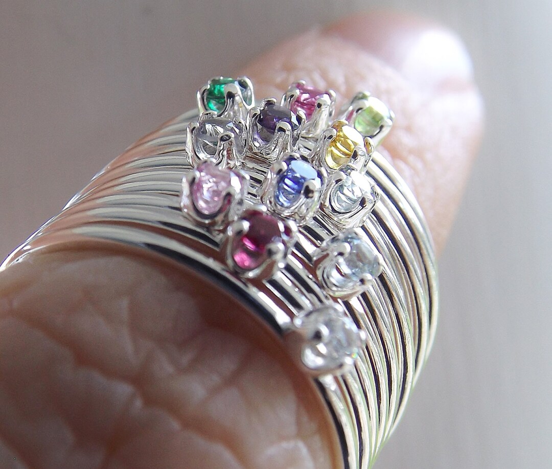 Birthstone Ring, Birthstone Stacking Ring, Tiny Birthstone Ring ...