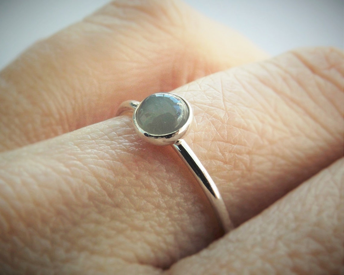 5mm Grey Moonstone Ring Gray Moonstone Ring Simple - Etsy