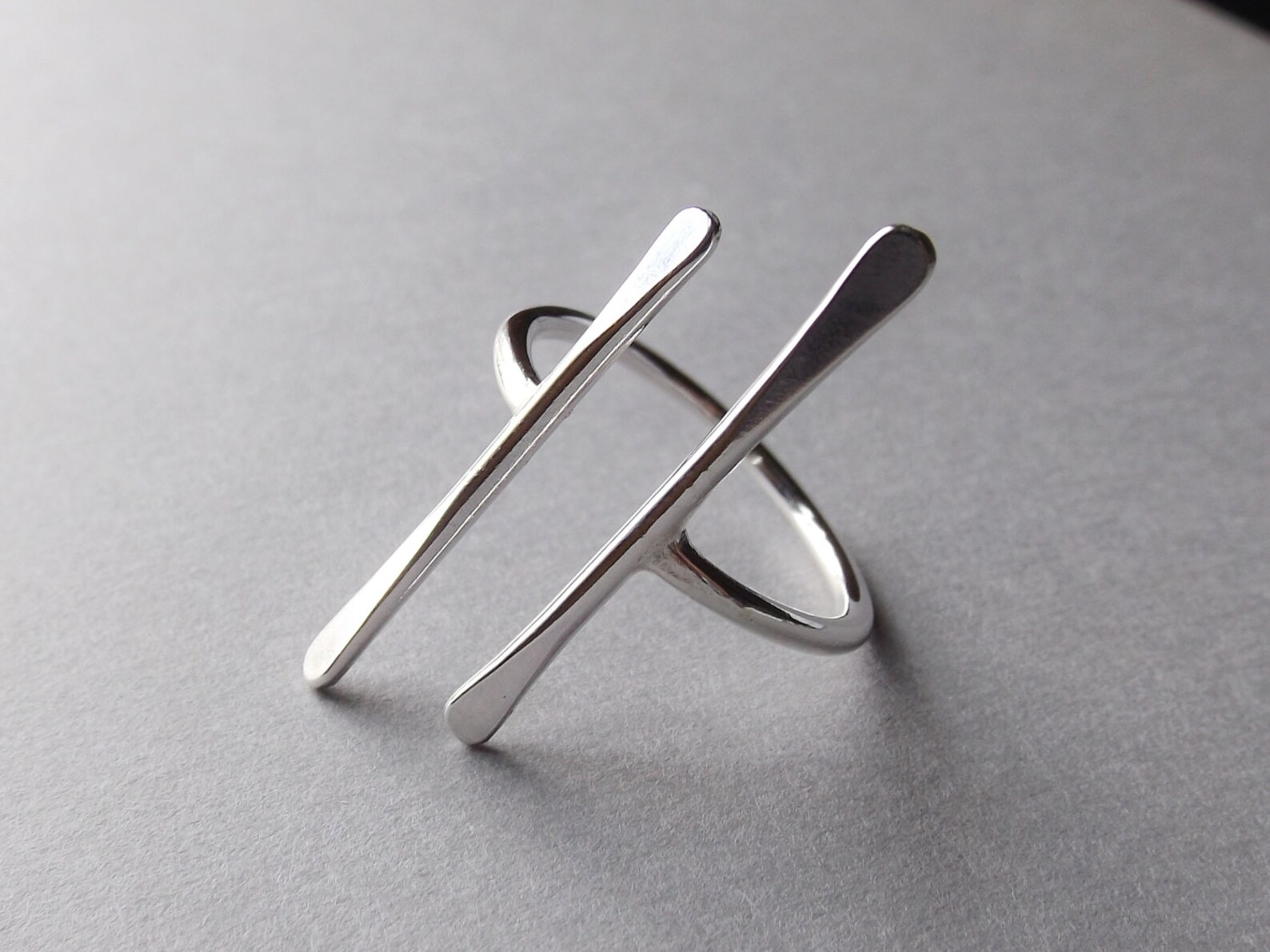 Double Bar Ring Long Parallel Bar Ring Parallel Ring Long - Etsy