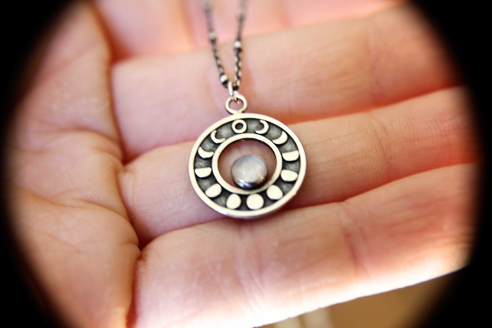 Moon Phases Necklace Sterling Silver Moon Necklace Lunar - Etsy
