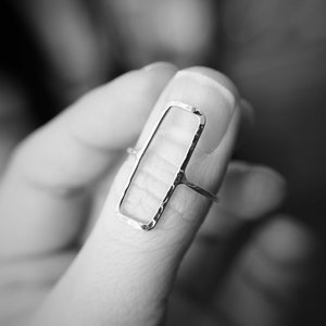 Rectangle Ring, Open Rectangle Ring, Long Modern Ring, Simple Open Ring ...