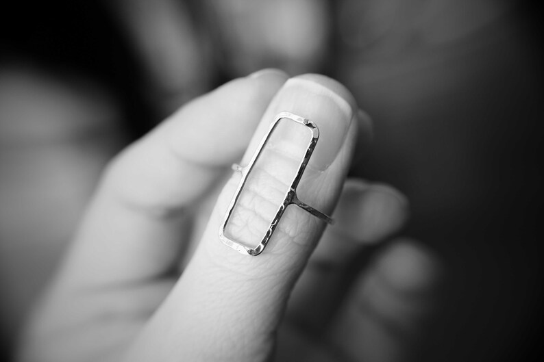 Rectangle Ring Open Rectangle Ring Long Modern Ring Simple - Etsy