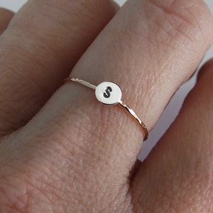 Skinny Gold Initial Stacking Ring, Personalized Rings, Minimalist Rings,initial Rings, Slim ...