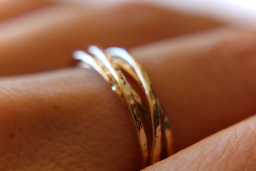 Gold Interlocking Rings, Thumb Rings, Textured Gold Thumb Ring ...