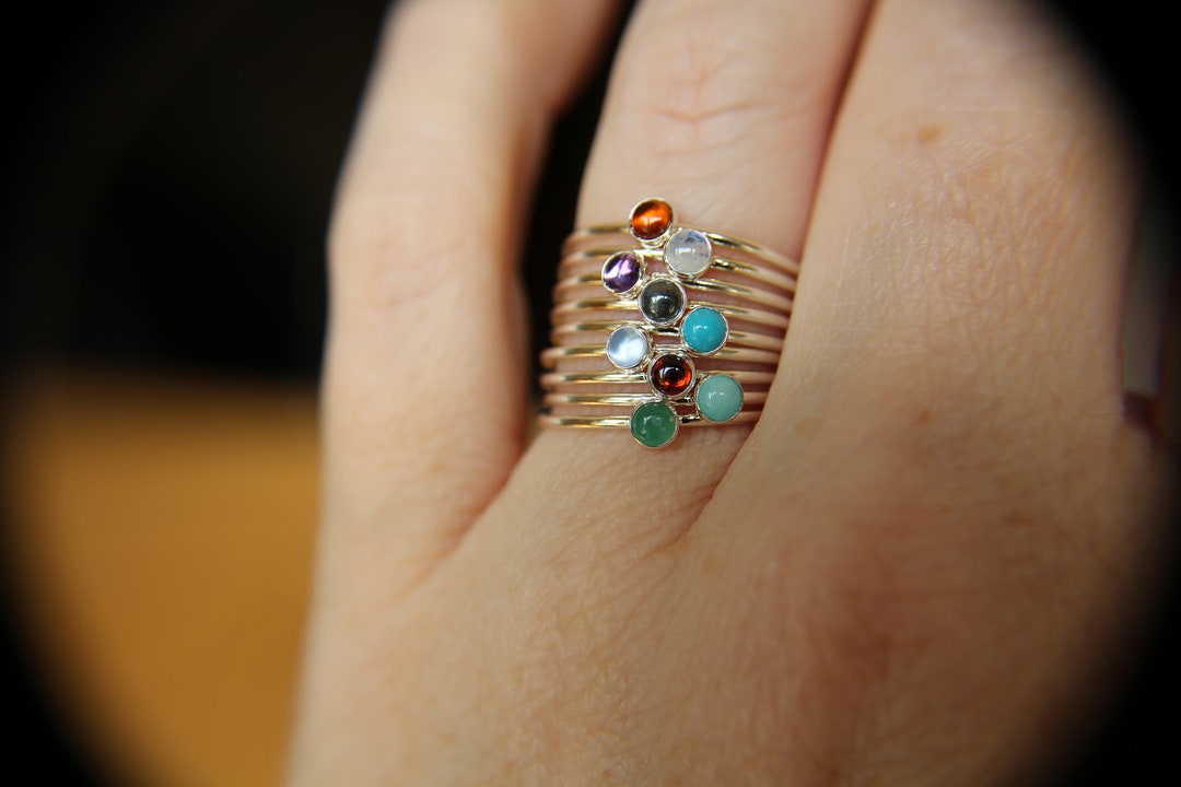 Tiny Gemstone Stacking Ring, Slim Ring, Stacking Gemstone Ring, Tiny ...