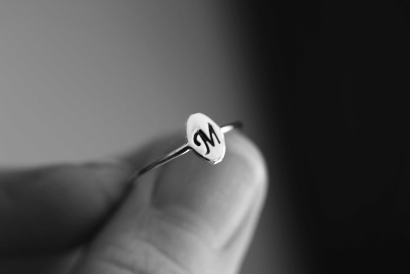 Oval Initial Stacking Ring Personalized Oval Ring Minimalist | Etsy