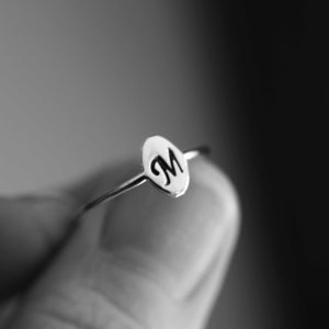 Oval Initial Stacking Ring, Personalized Oval Ring, Minimalist Ring ...